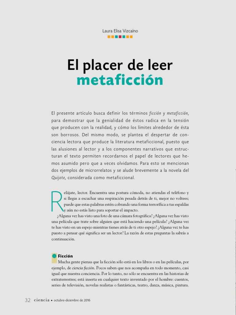 El Placer de Leer Metaficcion | PDF | Novelas | Realidad