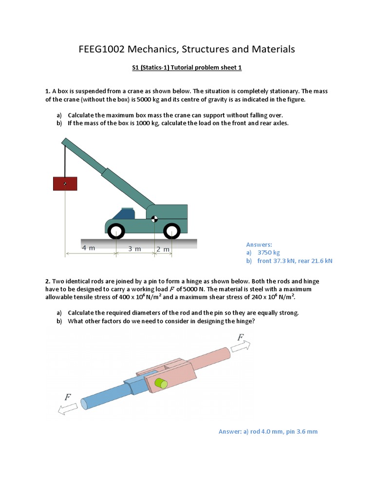 S1 - Tutorial Problem Sheet 1 | PDF | Truss | Stress (Mechanics)
