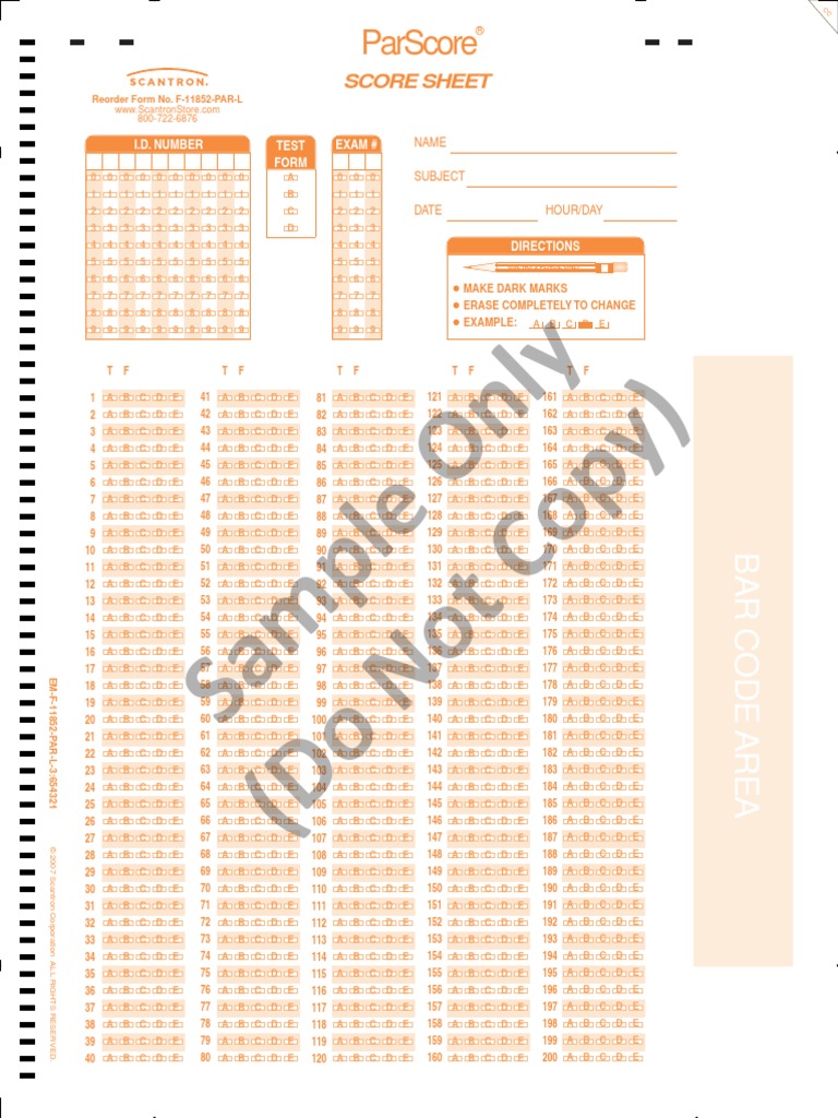 Scantron Answer Sheet | PDF