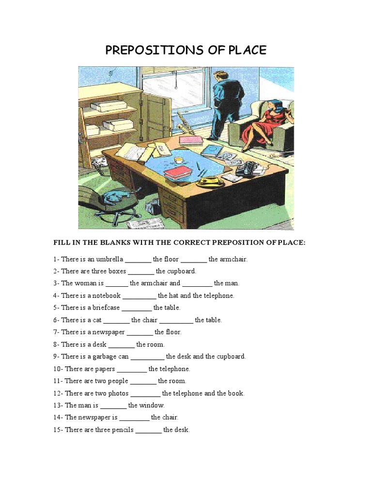 Prepositions of Place Worksheet | PDF