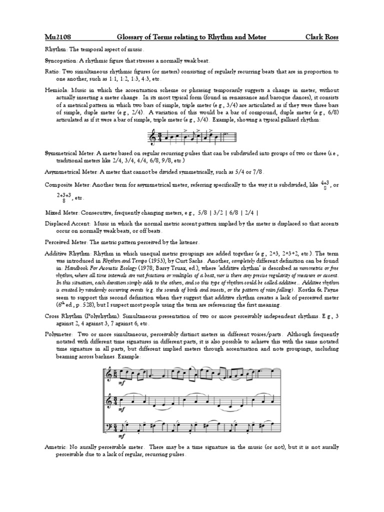 Rhythm and Meter Terms Explained | PDF | Rhythm | Rhythm And Meter