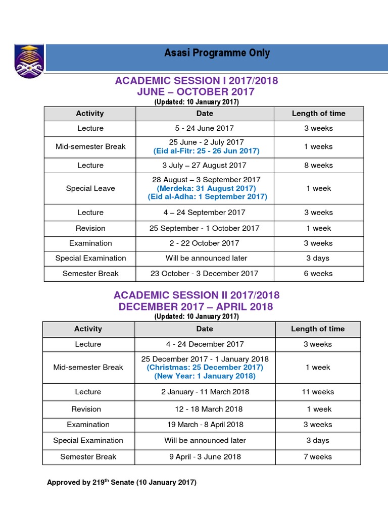 Academic Sessions 2017-2018 | PDF | Academic Term | Academic Degree