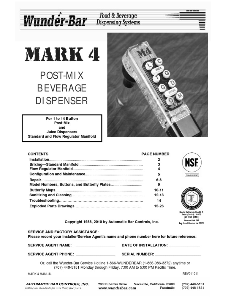 Wunderbar Bar Gun M4 Manual | PDF | Soft Drink | Valve