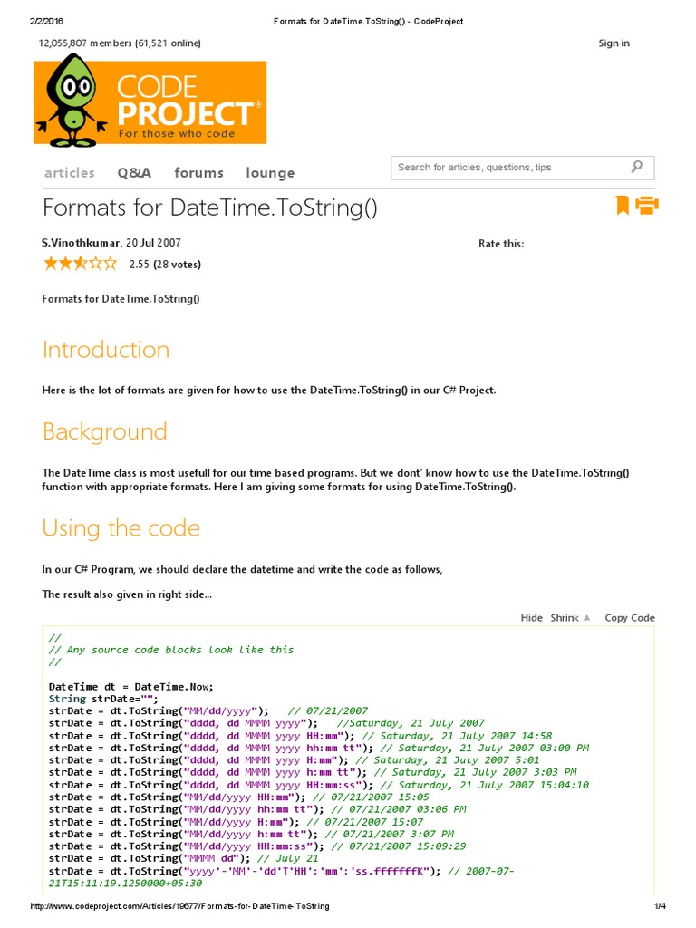 Formats For DateTime | PDF | Internet Of Things | Cyberspace