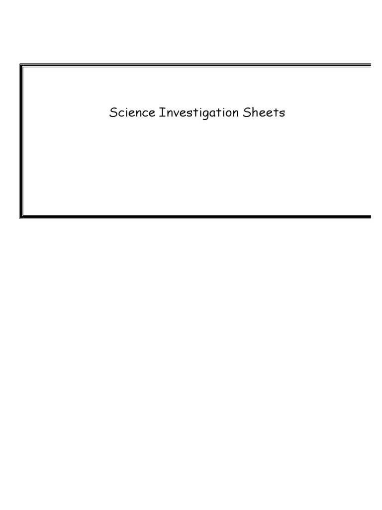 Science Investigation Planning Sheets | PDF