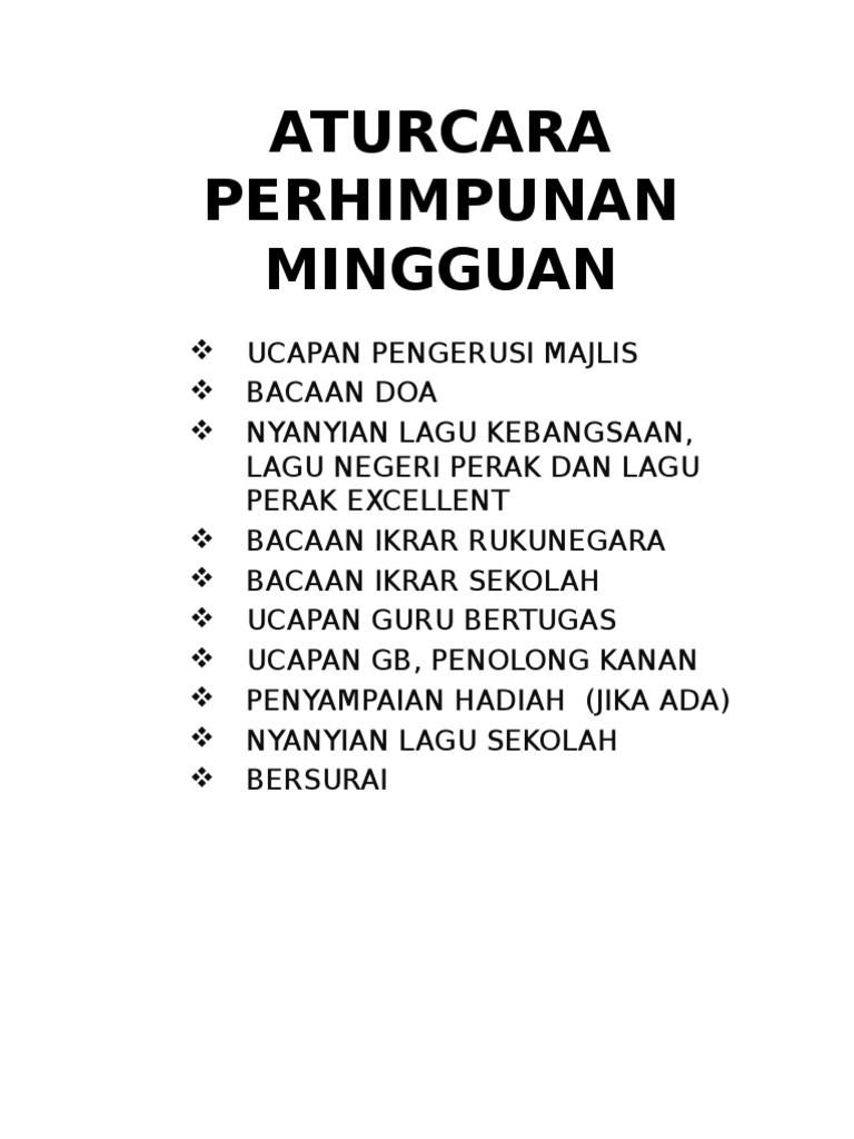 Aturcara Perhimpunan Mingguan | PDF
