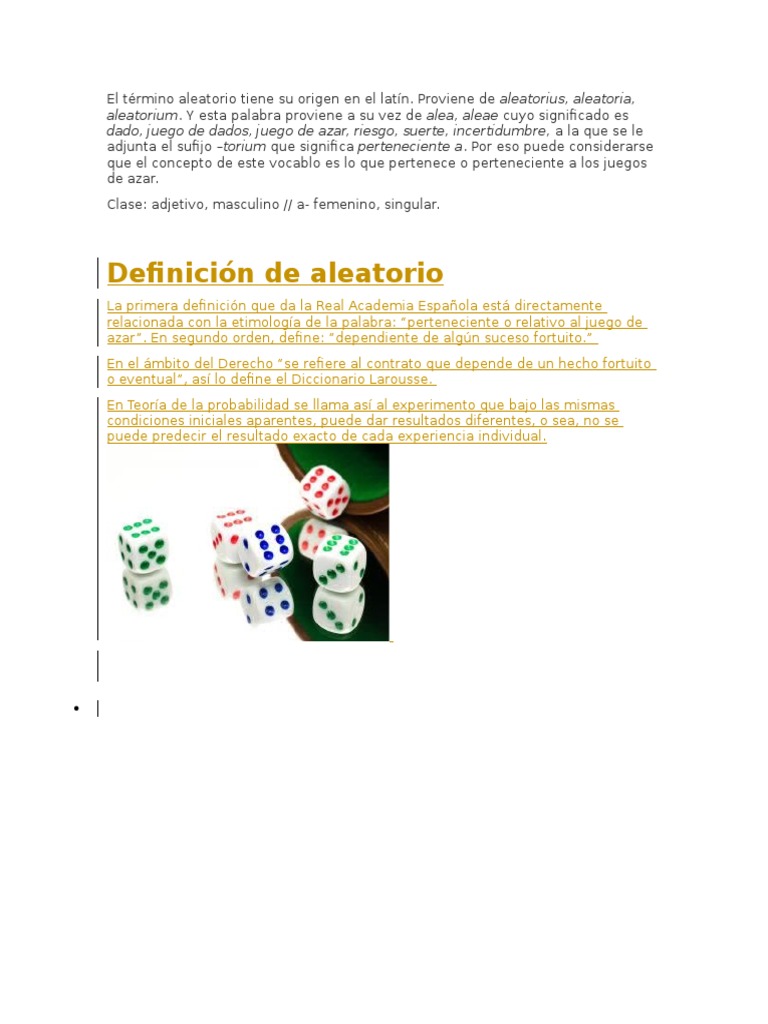 Definición de "aleatorio" y su origen | PDF