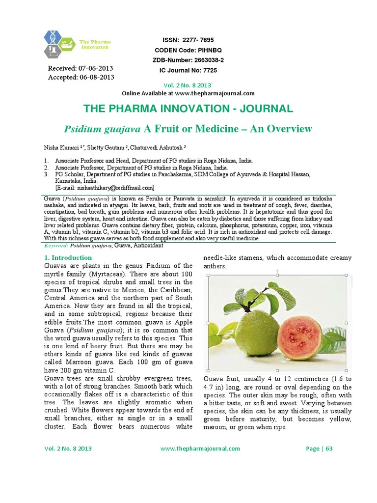 The Pharma Innovation - Journal: Psidium Guajava A Fruit or Medicine ...