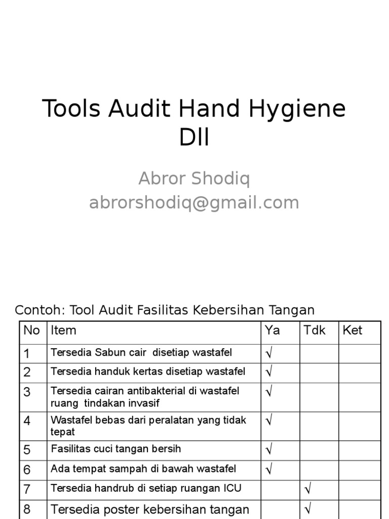 Tools Audit Hand Hygiene 1 | PDF