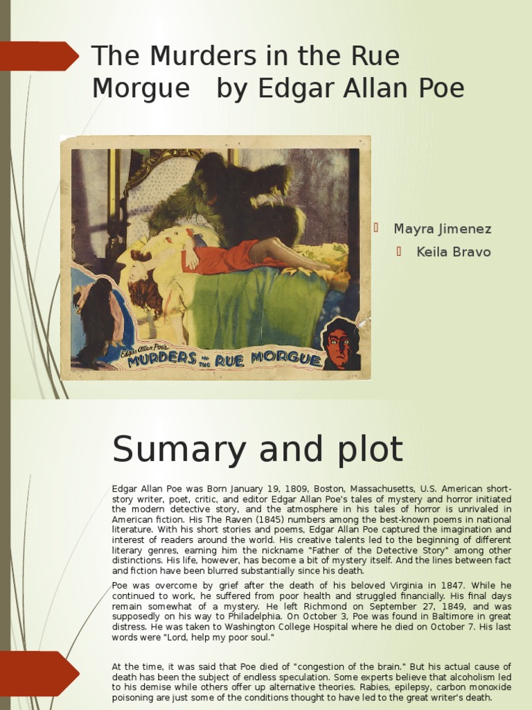 Murders Rue Morgue | PDF | C. Auguste Dupin | The Murders In The Rue Morgue