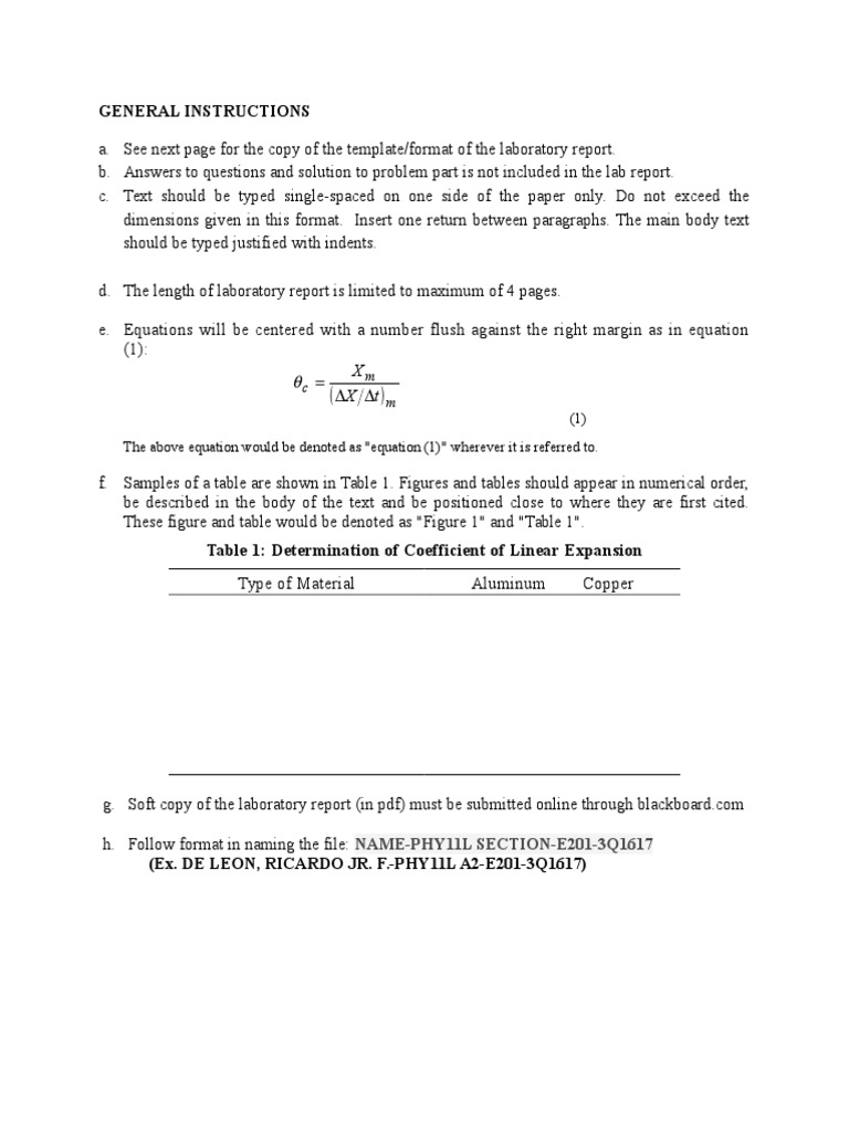 PHYLab Report Guidelines | PDF | Experiment | Equations