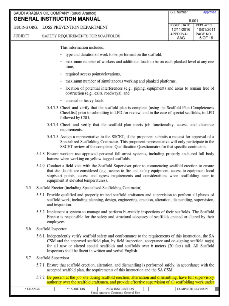 Aramco Safety Standards for Scaffolding | PDF | Scaffolding | Science
