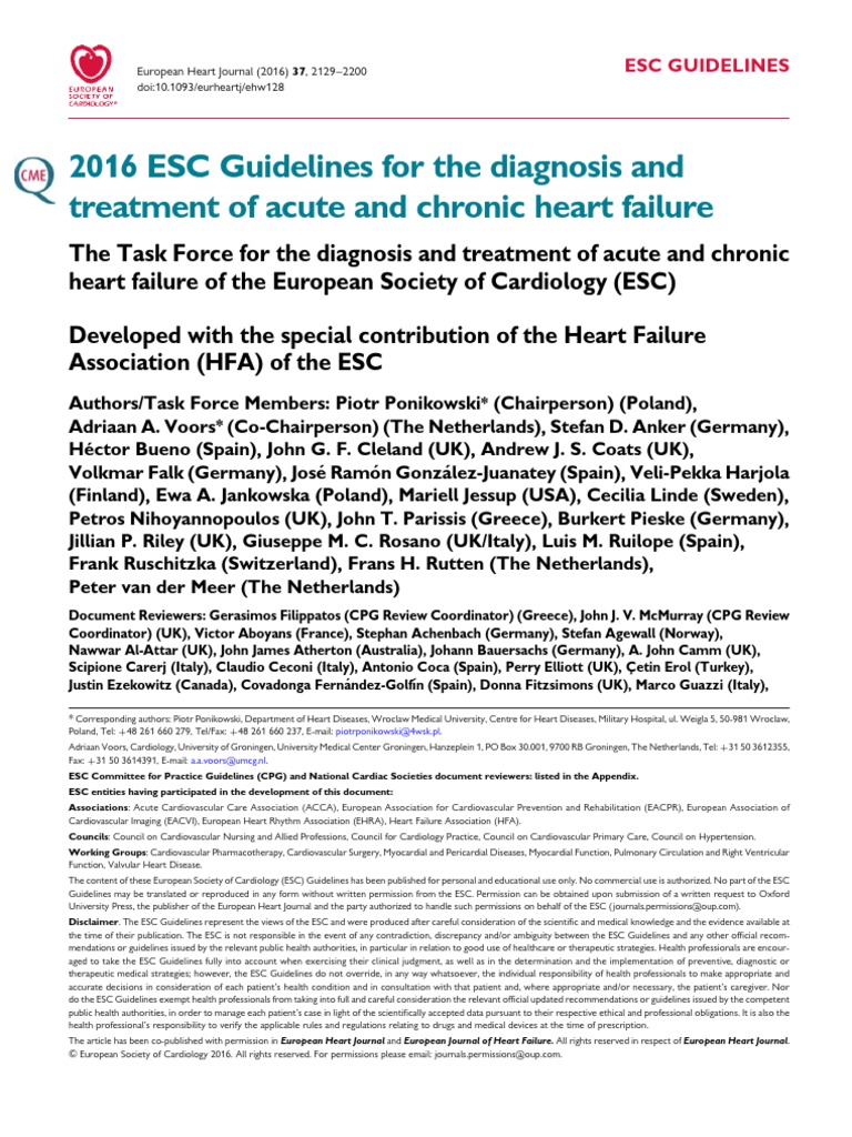 Heart Failure ESC Guidelines | PDF | Myocardial Infarction | Heart Failure