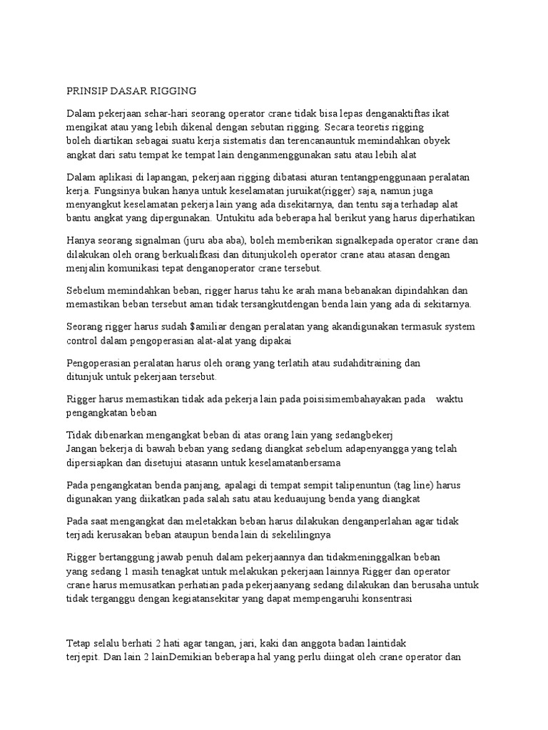 Prinsip Dasar Rigging | PDF