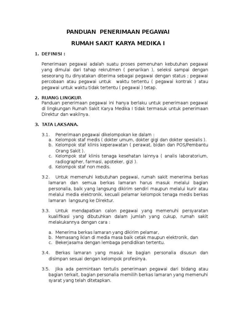 Panduan Penerimaan Pegawai RSKM I | PDF