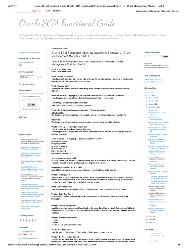 Oracle Scm Functional Guide Oracle Scm Functional Interview Questions