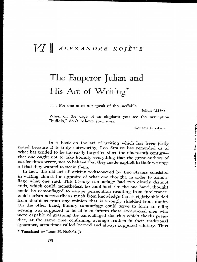 Kojeve-Emperor Julian and His Art of Writing PDF | PDF