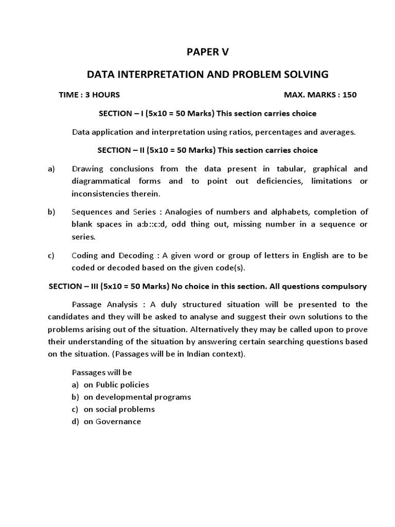 Paper V Data Interpretation and Problem Solving | PDF | Data ...