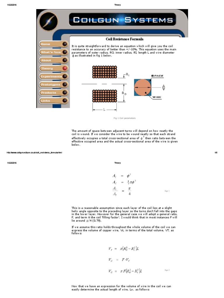 Coil Resistance Formula | PDF | Wire | Volume