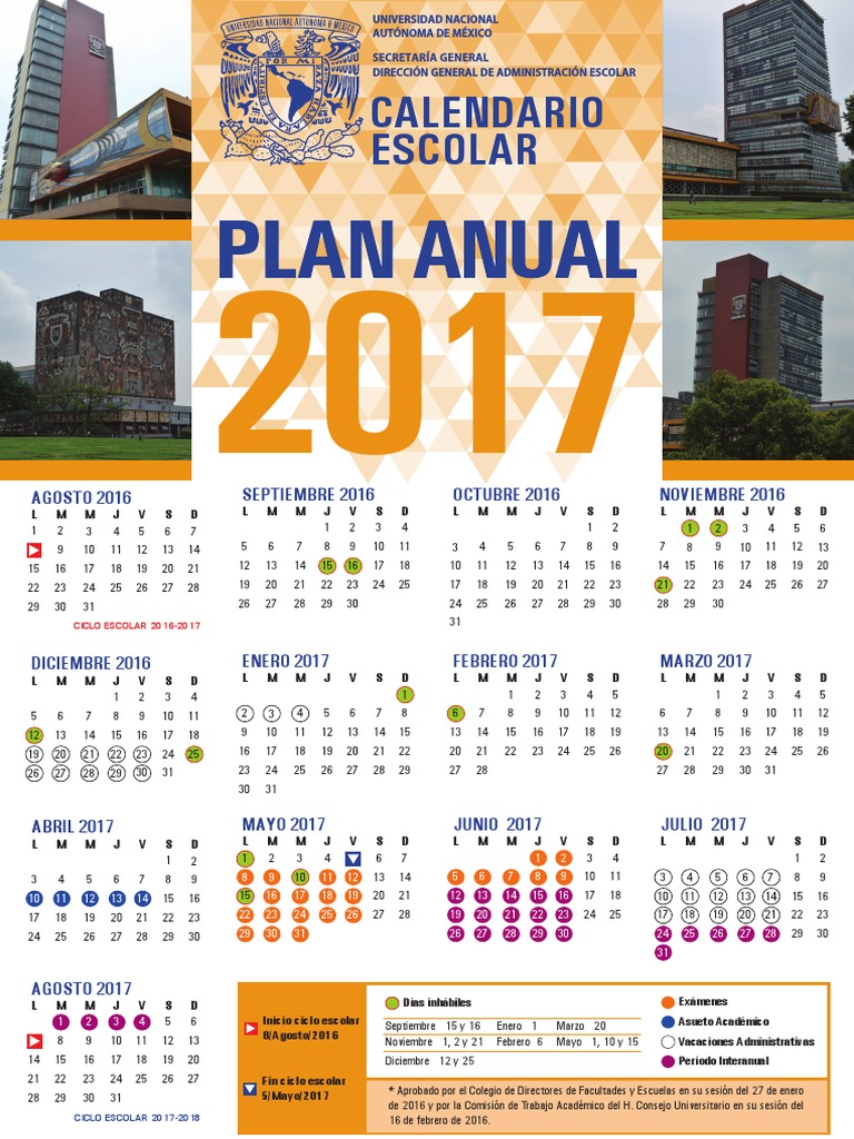 Plan Anual UNAM 2017 | PDF | Calendario