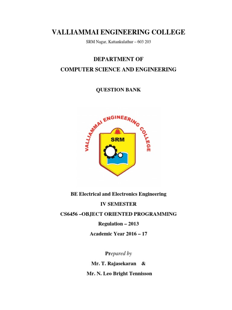 Cs6456 Object Oriented Programming Pdf C Class Computer Programming 2469