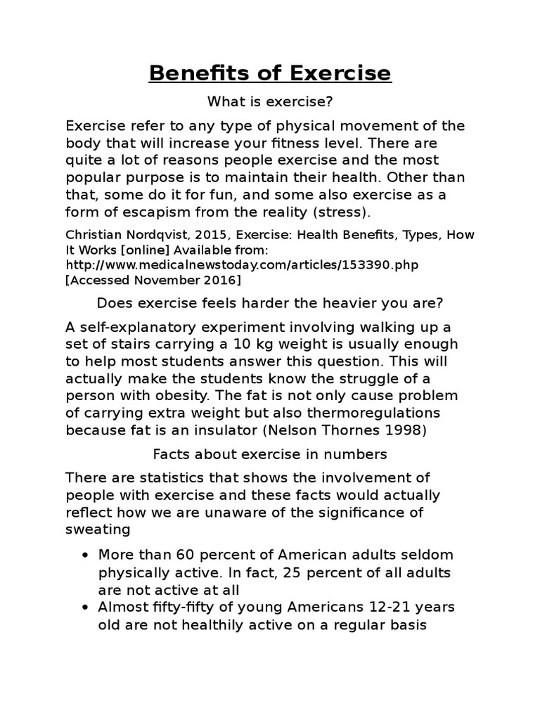 Benefits of Exercise | PDF | Physical Exercise | Physical Fitness