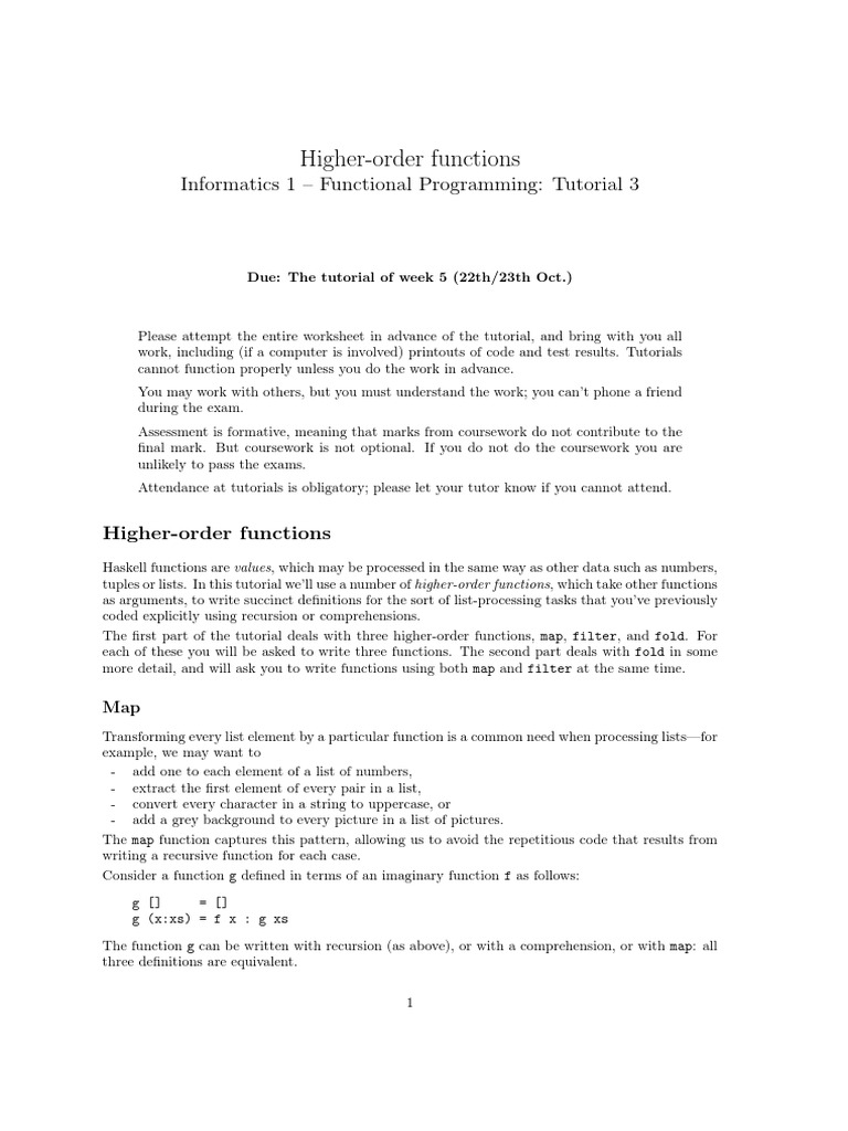 Higher Order Functions Functional Programming Matrix