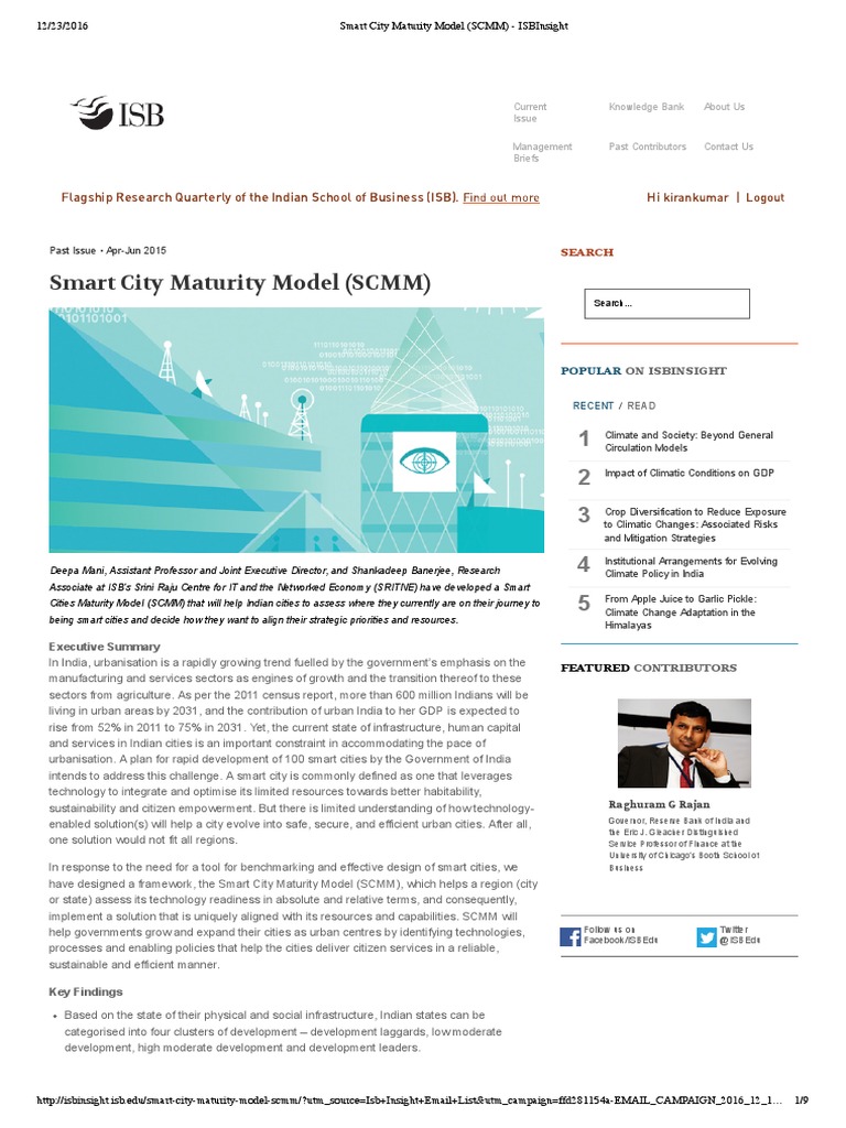 Smart City Maturity Model (SCMM) - IsBInsight | PDF | Traffic | Economies