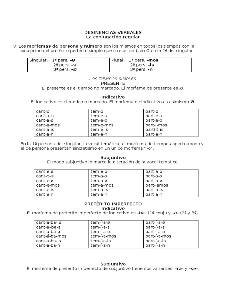 Desinencias Verbales | PDF | Relações sintáticas | Sintaxe
