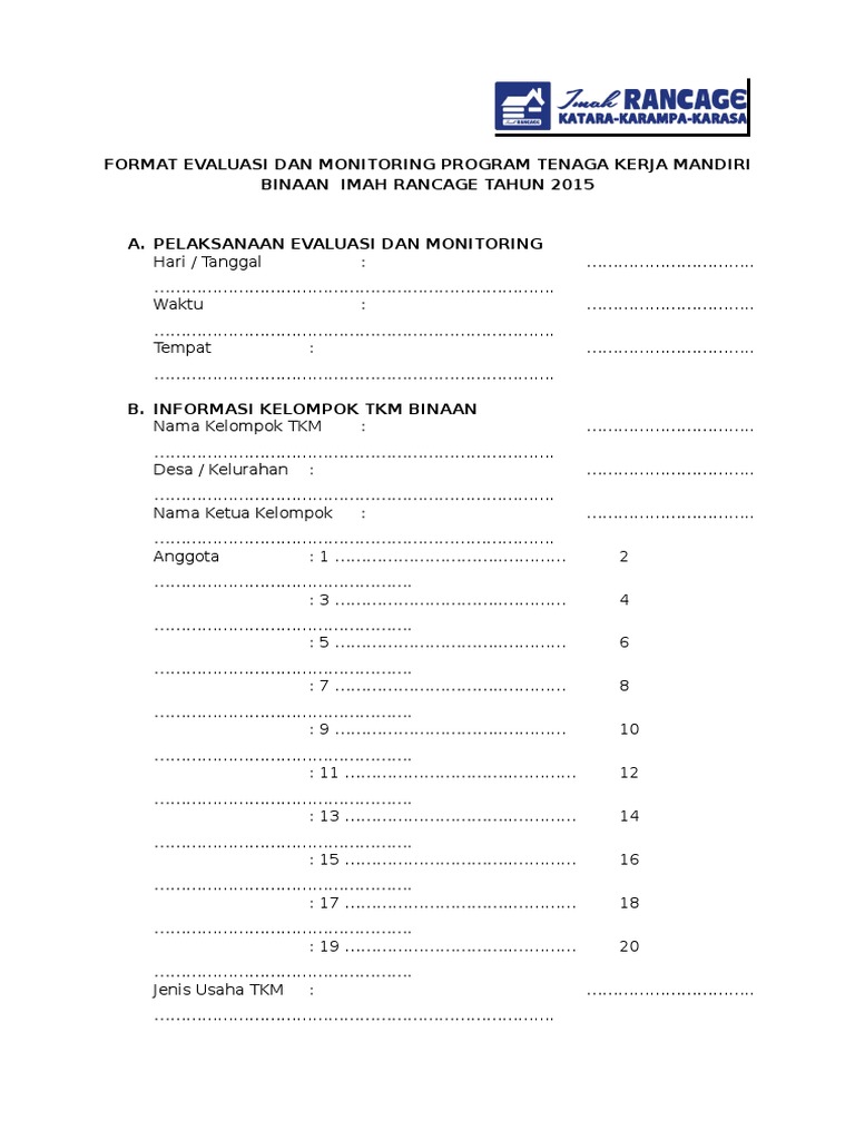 Form Monev TKM | PDF