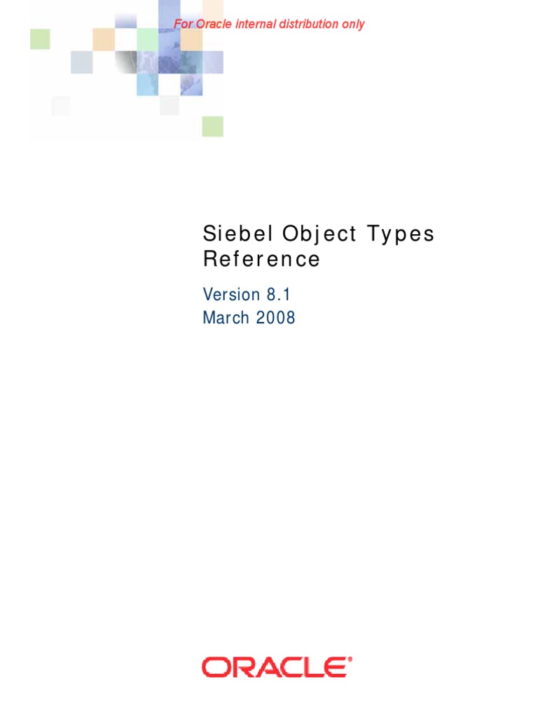 Siebel Object Types Reference: March 2008 | PDF | Object (Computer Science) | Scripting Language
