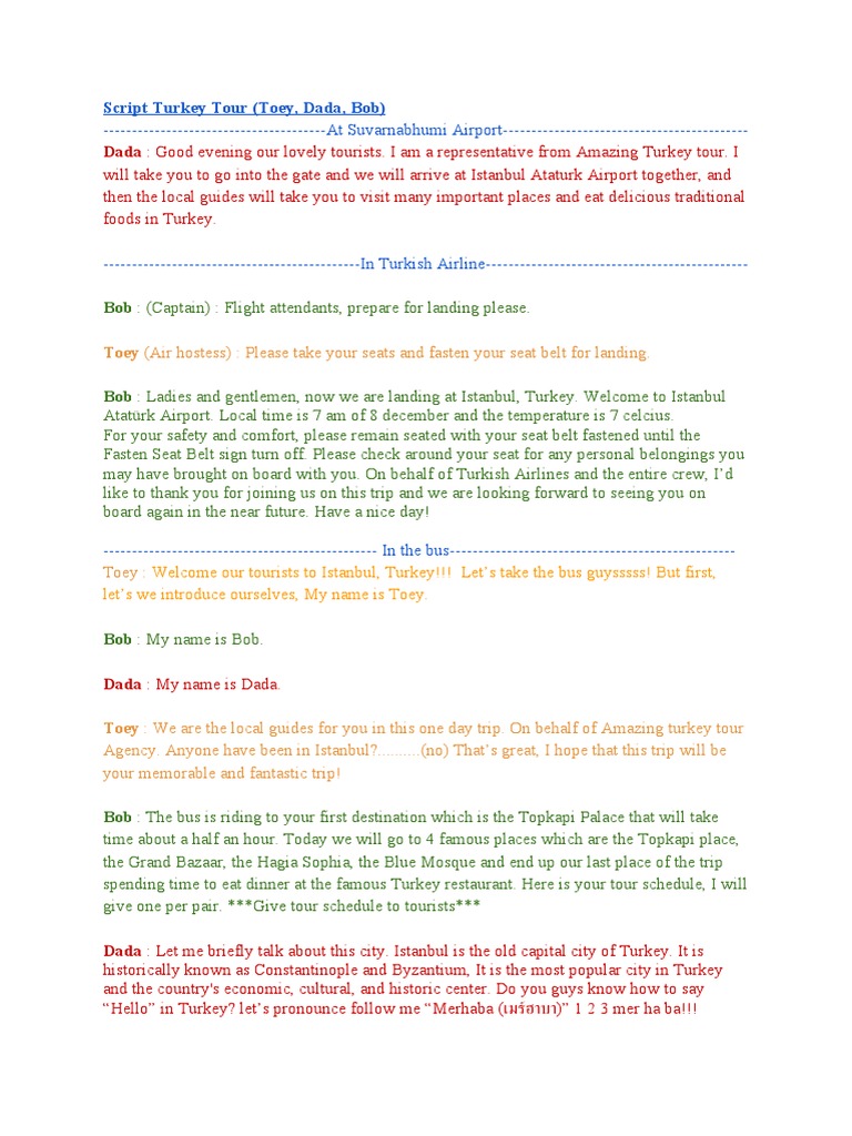 Brainstroming Process and Tour Script | PDF | Turkey | Istanbul