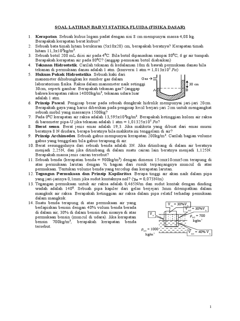Soal Dan Solusi Latihan Statika Fluida | PDF | Sains & Matematika ...