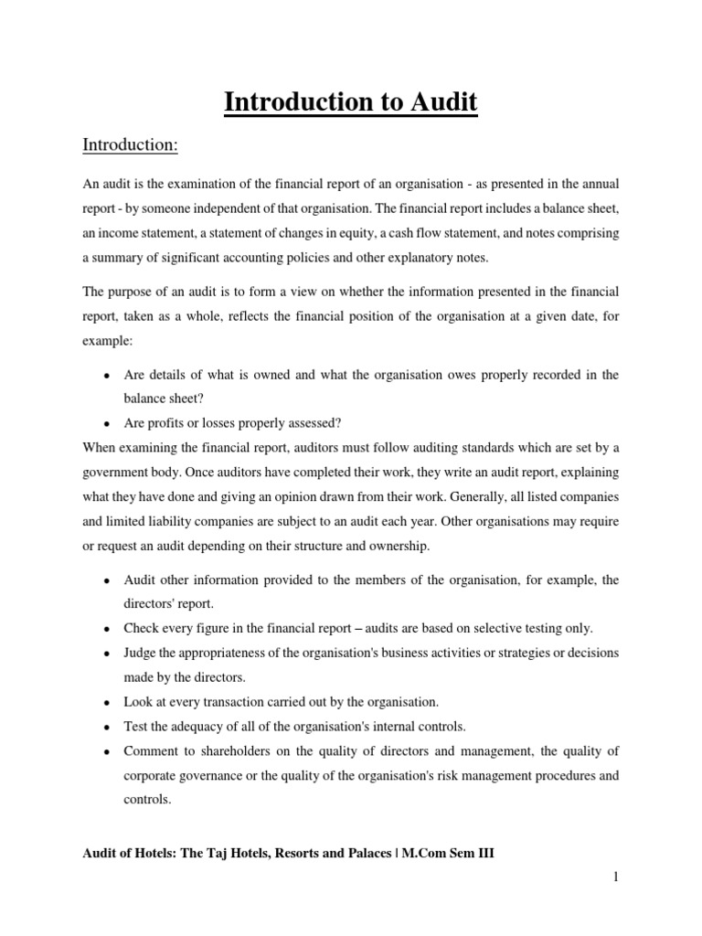Hotel Audit Procedures Overview | PDF | Internal Audit | Financial Audit