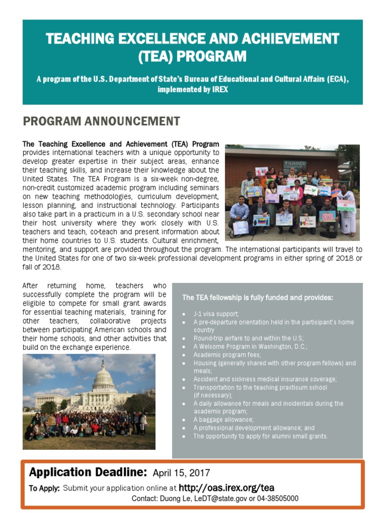 TEA Program Announcement FY17 FINAL - Vietnam | PDF | English As A ...