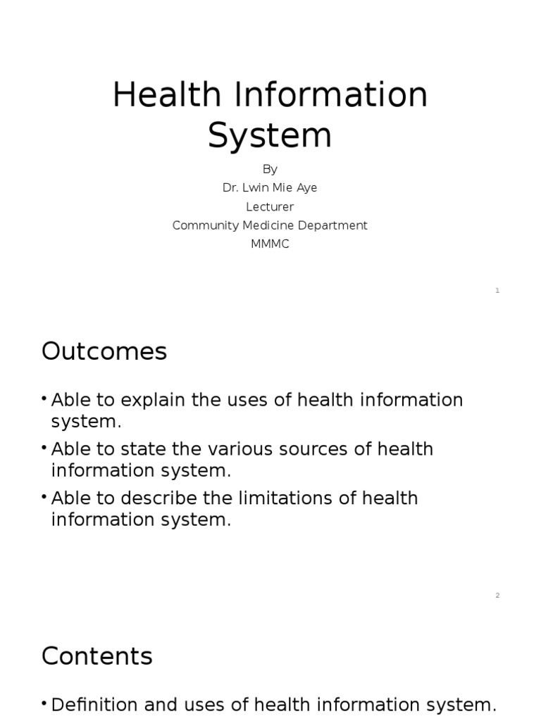 Overview of Health Information Systems | PDF | Health Informatics ...