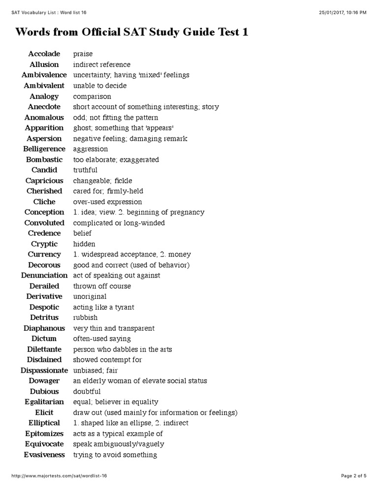 SAT Vocabulary List: Word List 17 | PDF | Sat | Science