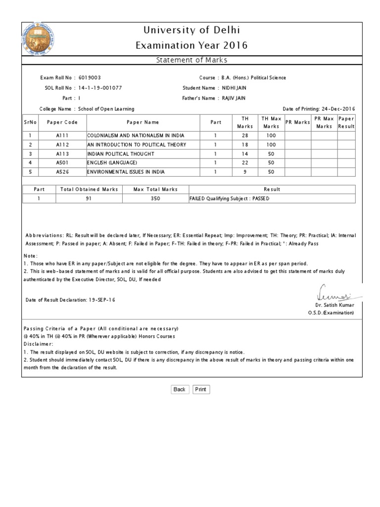 University of Delhi Examination Year 2016 | PDF | Learning ...