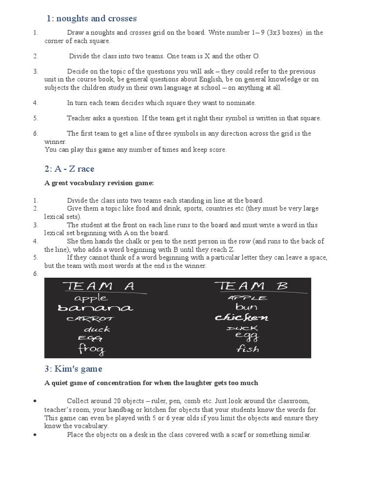 1: Noughts and Crosses: A Great Vocabulary Revision Game | PDF ...