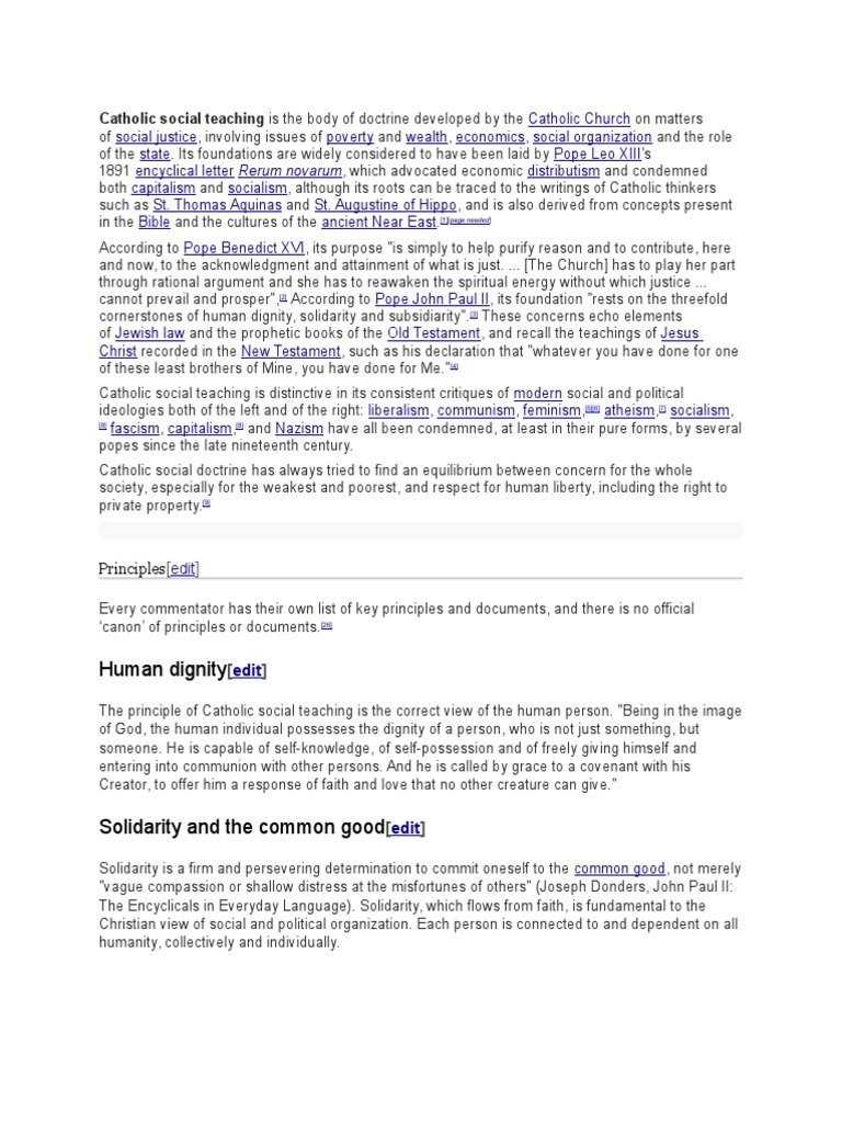 Catholic Social Teaching | PDF | Catholic Social Teaching | Religion ...