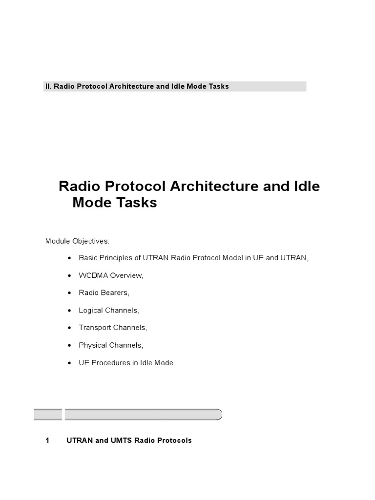 II. Radio Protocol Architecture and Idle Mode Tasks | PDF ...