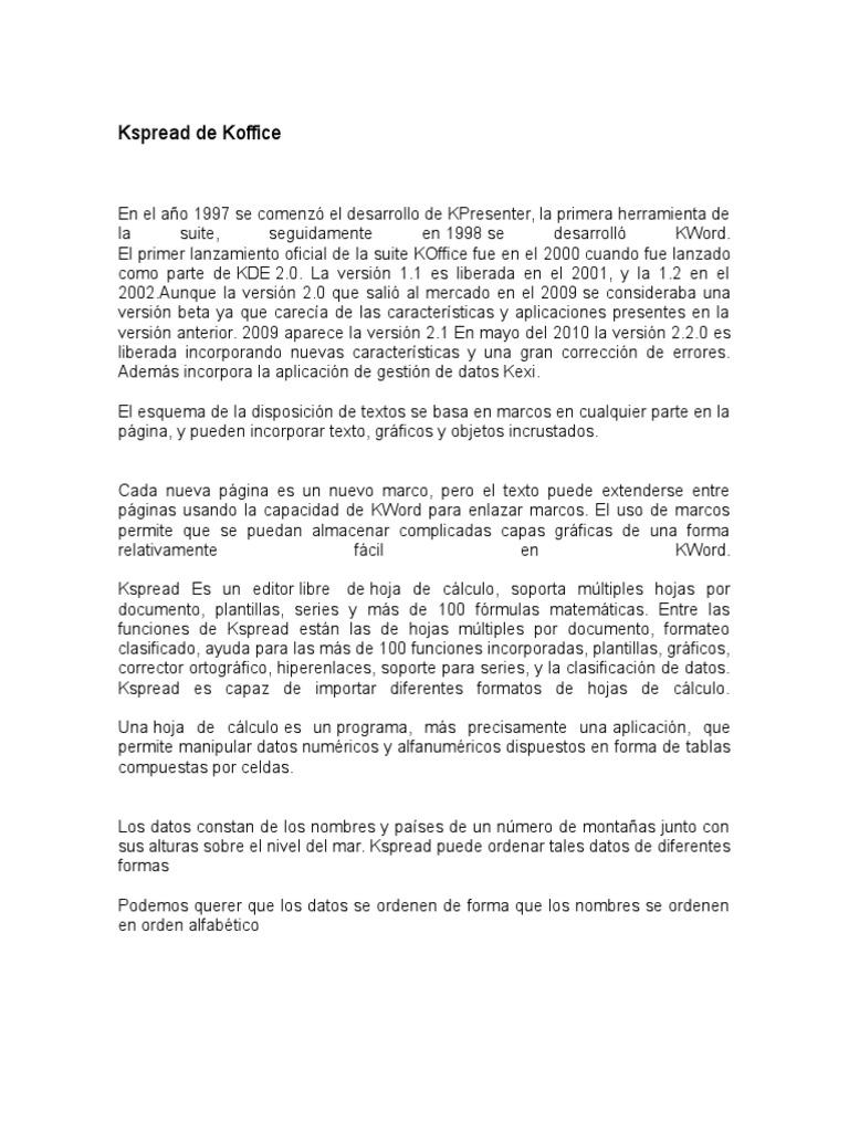 Kspread de Koffice | Descargar gratis PDF | Software de la aplicacion ...