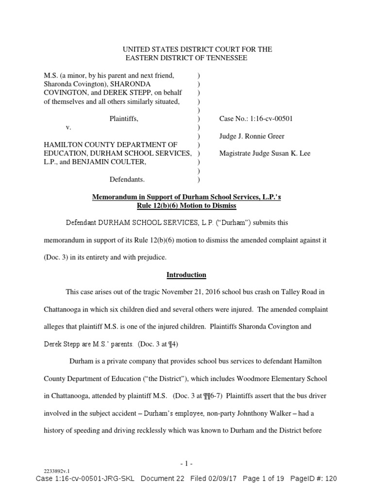 Memo in Support of Dismissal | PDF