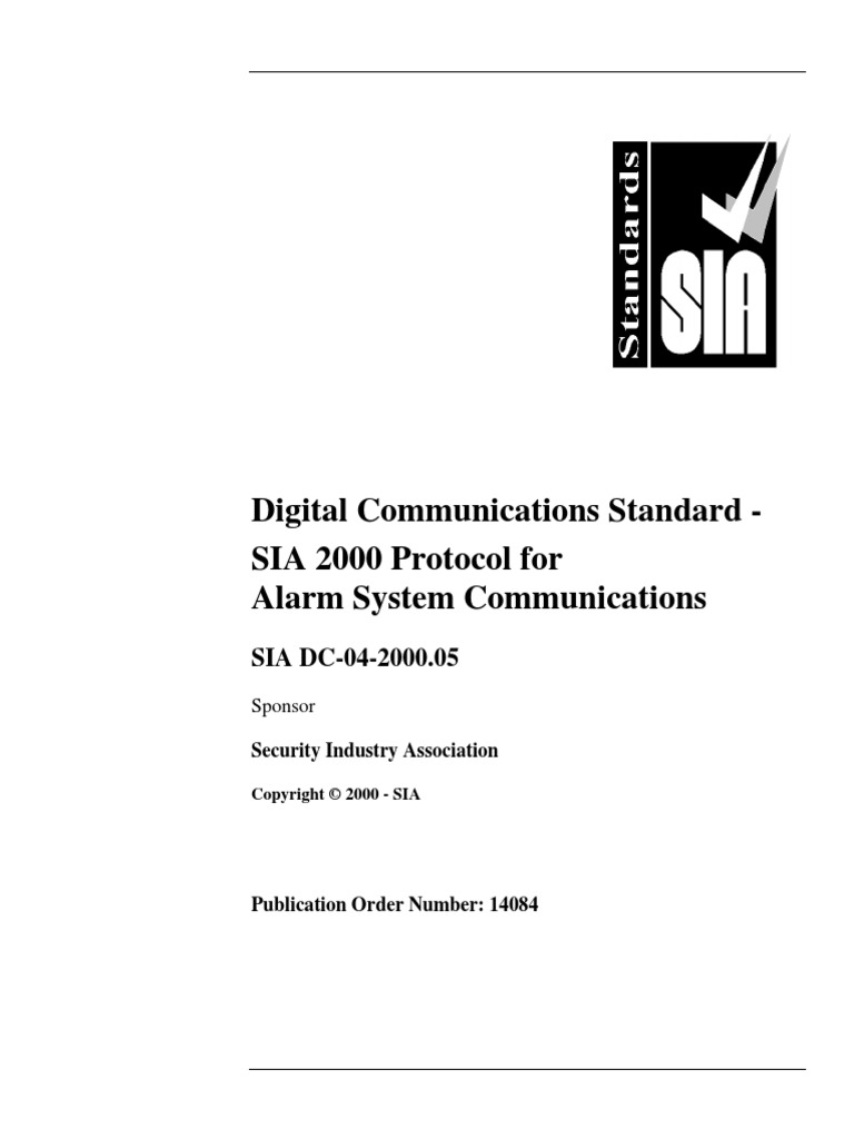 SIA DC-04-2000.05 Digital Communications Standard - SIA 2000 Protocol ...