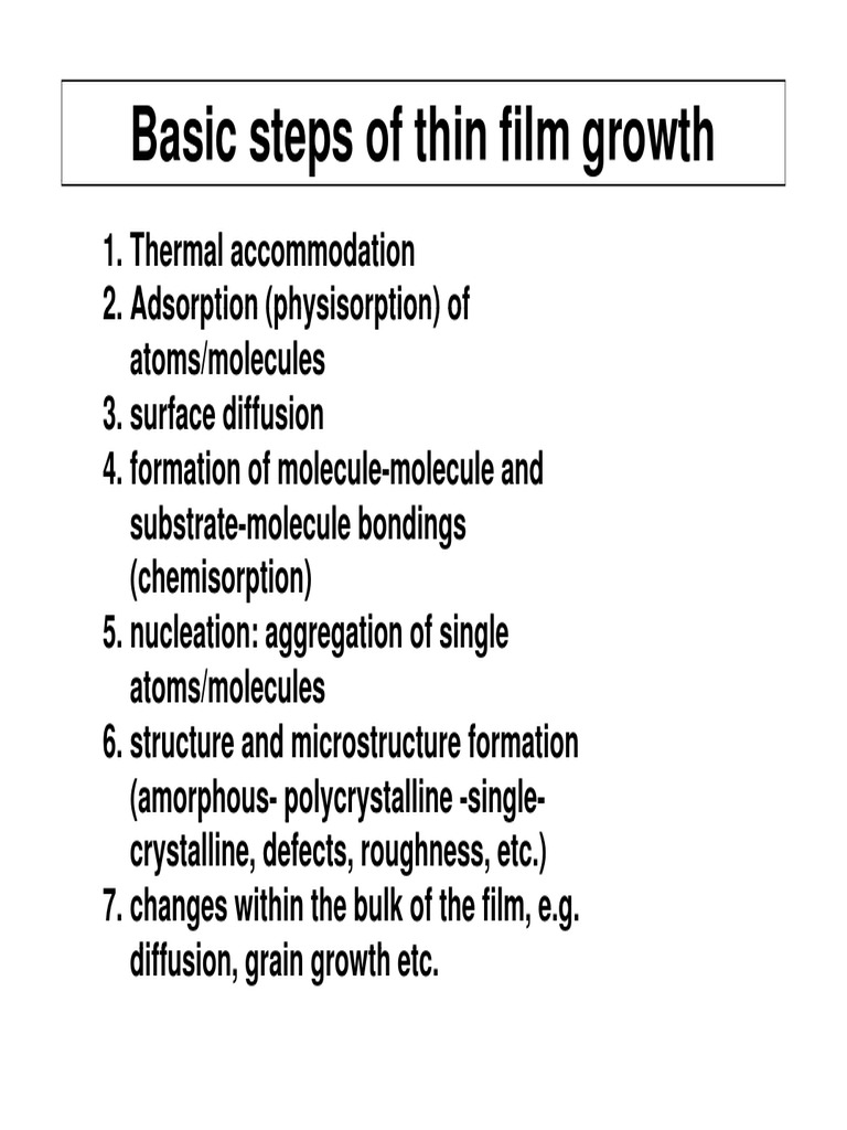 Thin film growth steps | Adsorption | Nucleation