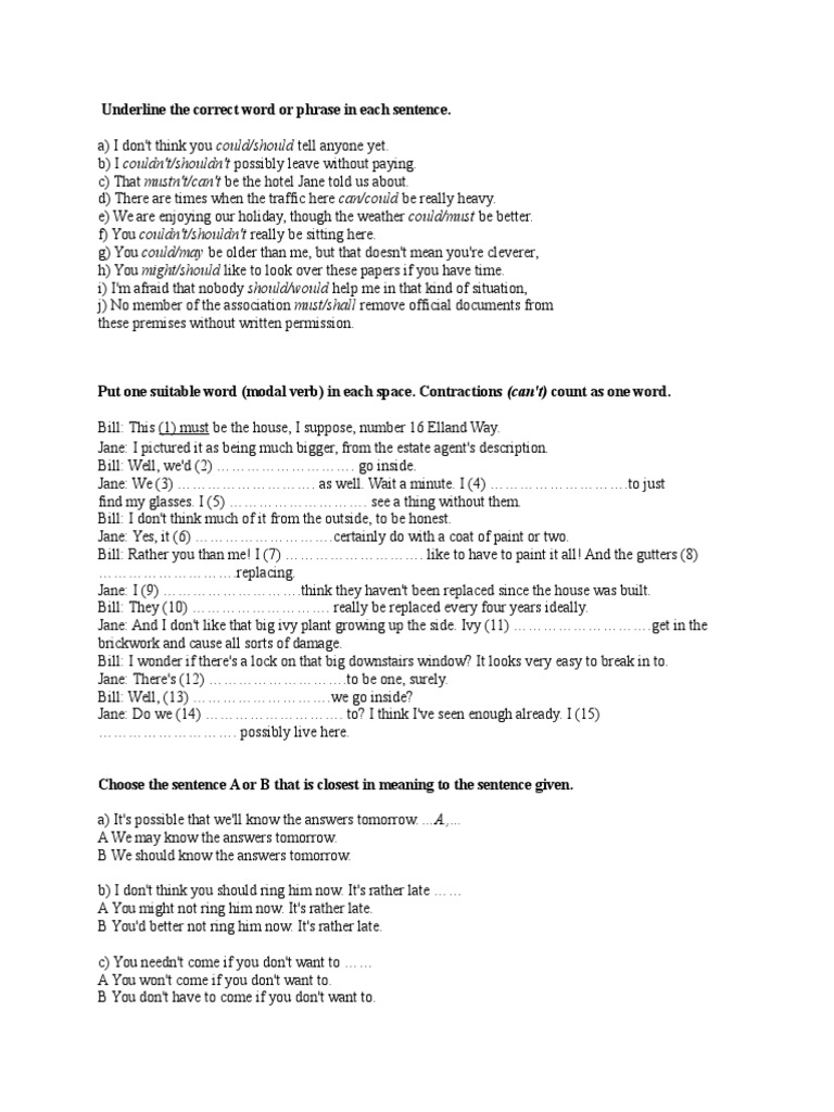 Modal verbs and conditional sentences | PDF | Ellipsis