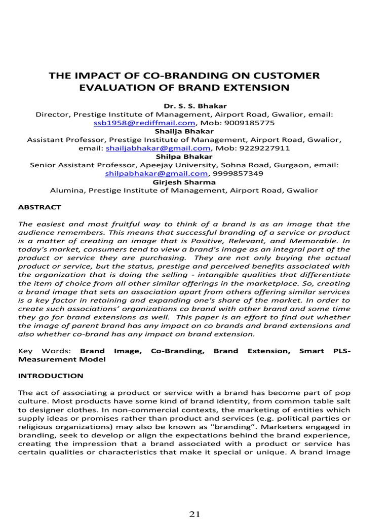 The Impact of Co-Branding On Customer Evaluation of Brand Extension ...
