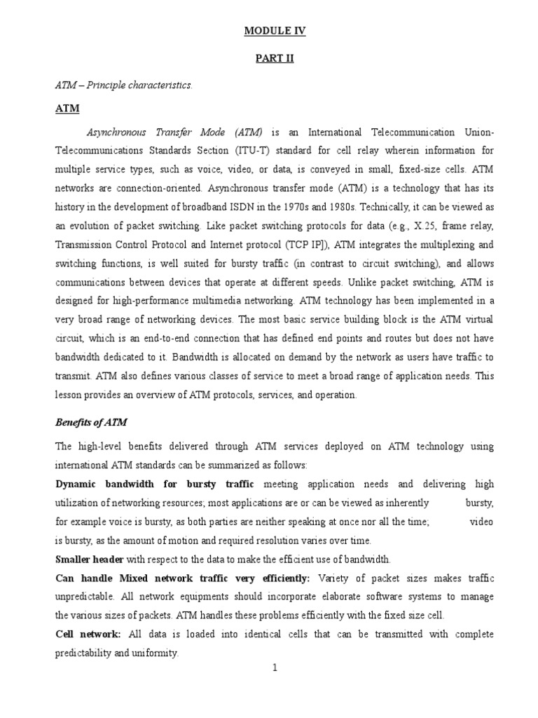ATM - Principle Characteristics | PDF | Asynchronous Transfer Mode | Communications Protocols