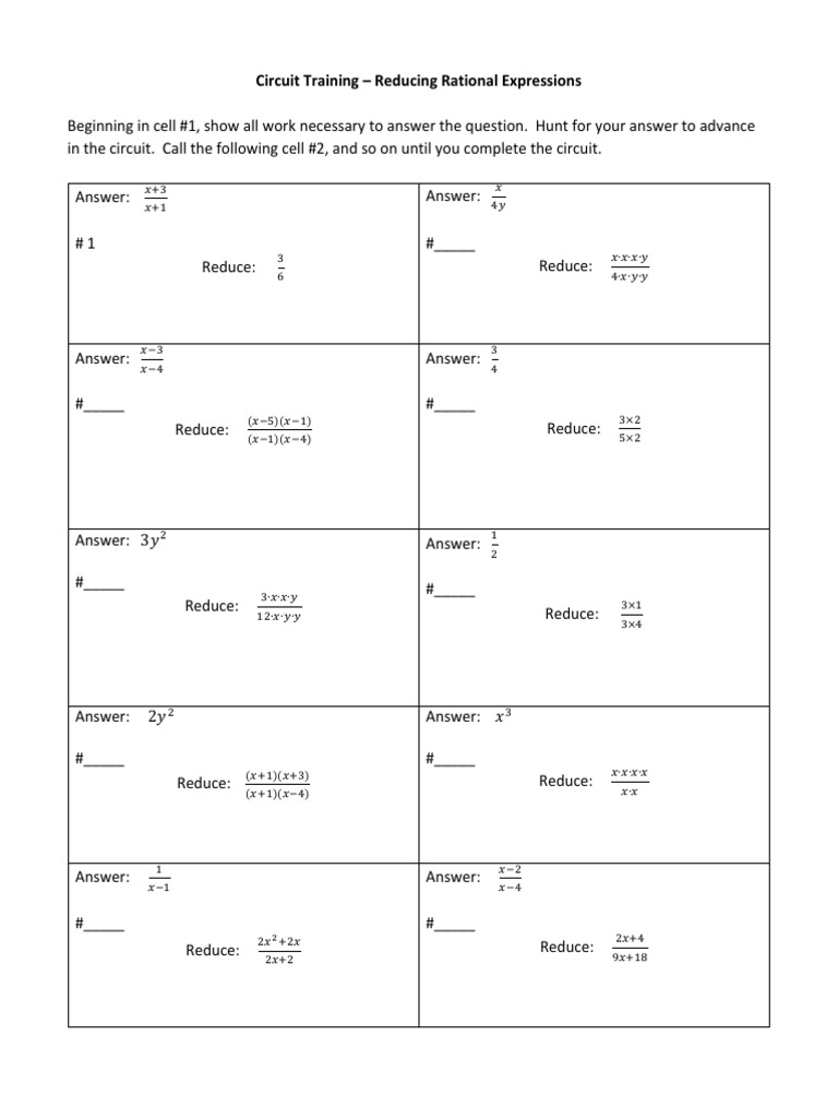 Reducing Rational Expressions Circuit Training | PDF
