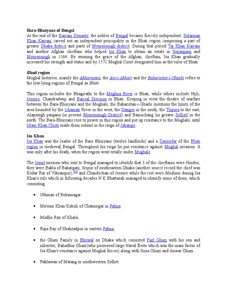 Baro-Bhuiyans of Bengal: Bhati Region | PDF | Bengal | South Asia